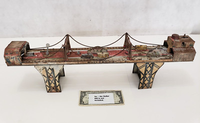 1937 Louis Marx - Busy Bridge Tin Lithograph Wind Up Toy - Needs Repair ...
