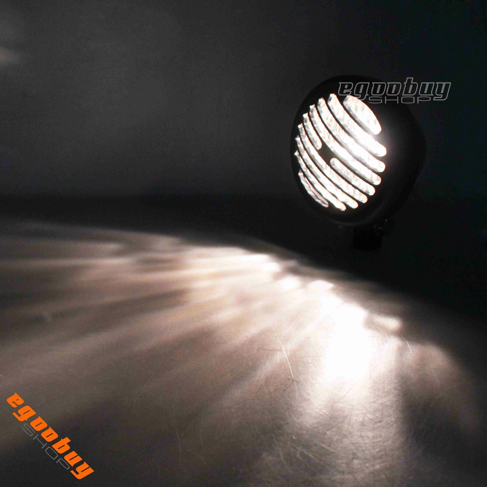 Brass Headlight Light Finned Grill For Retro Chopper Bobber Cafe Racer ...