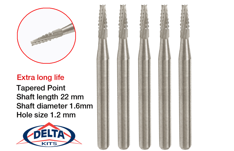 Delta kits 5pc Drill Bits Tapered Carbide Windshield Rock Chip Resin ...