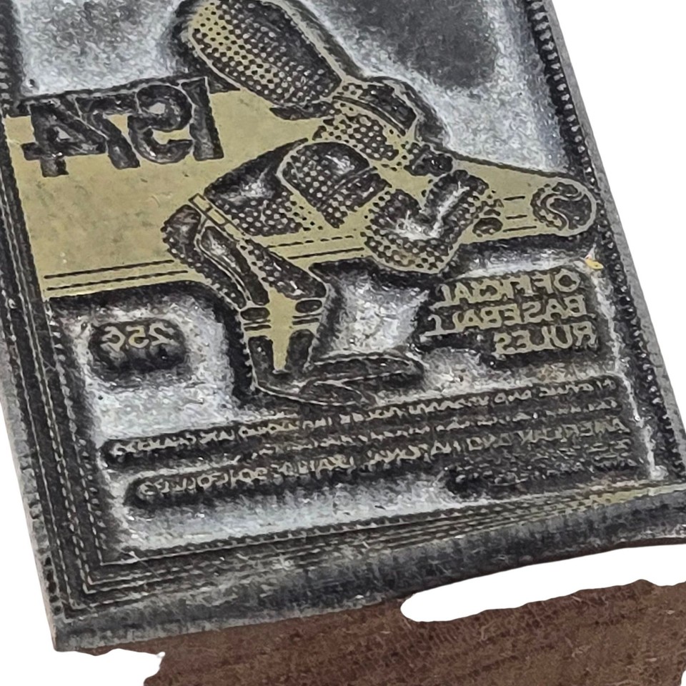 Vintage 1974 Baseball Player Printing Block Wood Metal Printers Stamp ...