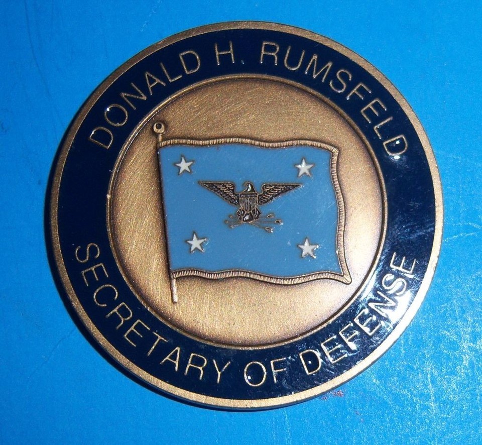 challenger coin AUTHENTIC SecDef Donald Rumsfeld Secretary of Defense ...