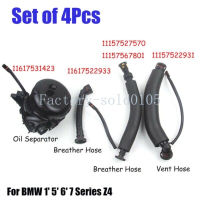 4Pcs Oil Separator Crankcase Vent Valve & Hose For BMW E91 E60 E90 ...
