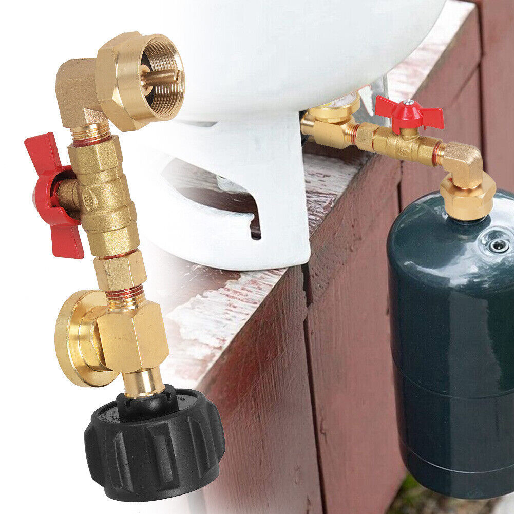 Propane Tank Elbow Refill Filler Adapter with Gauge for 1-20LB Bottle ...