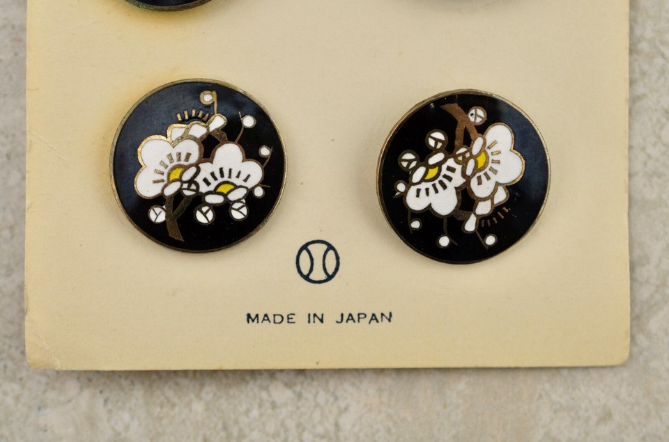 Antique set of 6 Japanese Inaba Cloisonne enamel floral buttons on ...