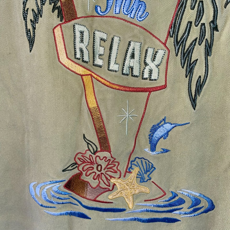 TOMMY BAHAMA silk embroidery panel Swizzle Inn Hawaiian shirt XL #1501 ...