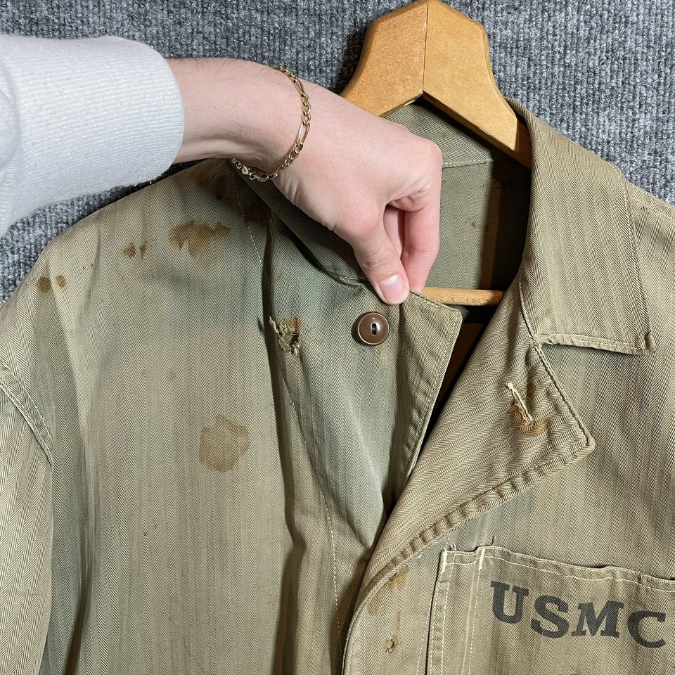 WWII USMC Uniform Lot P41 HBT Jacket Pants Named ID Abercrombie & Fitch ...