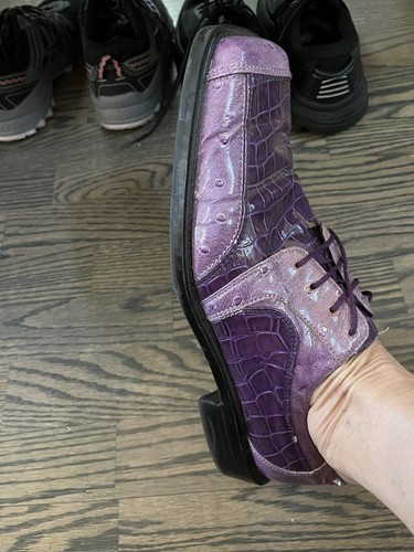 Hugo Vitelli Shoes Men's Size 11 Purple Square-toe Cr… - Gem