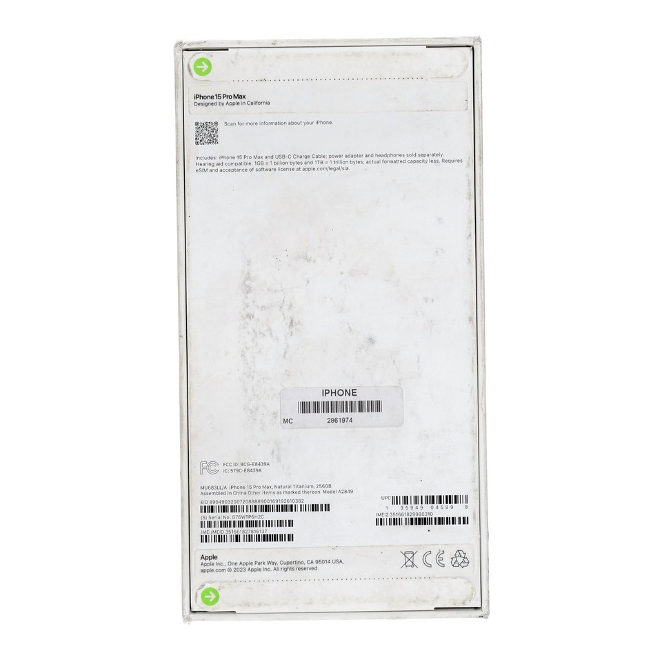 Apple iPhone 15 Pro Max A2849 256GB Unlocked Natural Titanium New ...