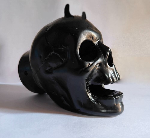 HEAVY ALLOY BLACK SKULL EXHAUST PIPE MUFLER END TIP FOR VINTAGE CAR ...