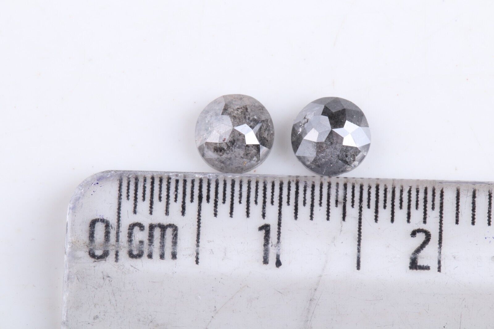 2 pièces, 4.92mm gris sel et poivre rond taille rose diamants en vrac ...