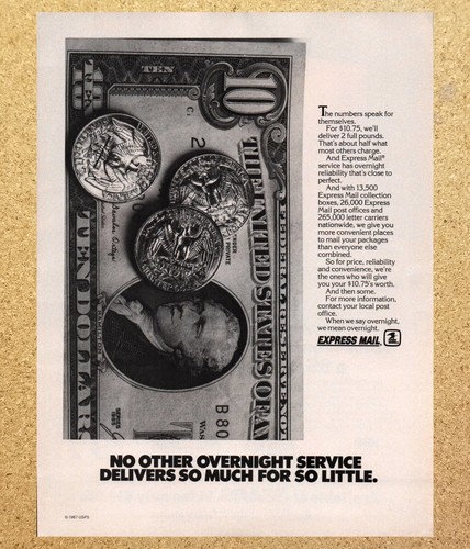 USPS Express Mail Delivers for $10.75 - Magazine Print Ads Ephemera Art ...