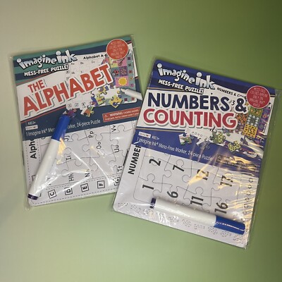 Rare IMAGINE INK Mess Free Puzzles The Alphabet And Numbers & Counting ...