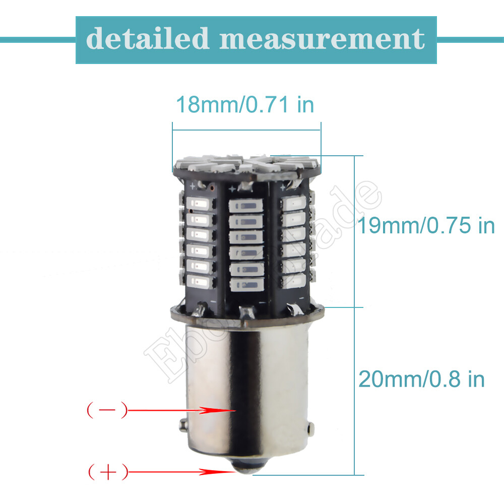 BA15S 1156 64SMD LED Lamp RED Super Bright Car Brake Light Globe Bulb ...