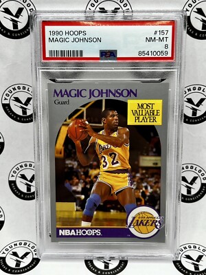 1990 NBA Hopps MAGIC JOHNSON Card PSA 8 #157 *FRESH SLAB* | eBay