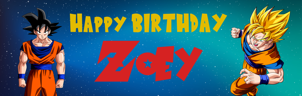 2 x Personalised DRAGON BALL GOKU Birthday Banners LARGE Kids Party ...