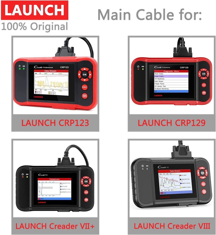 LAUNCH 100% Original Main Test Cable for LAUNCH CRP123/CRP129/Creader ...