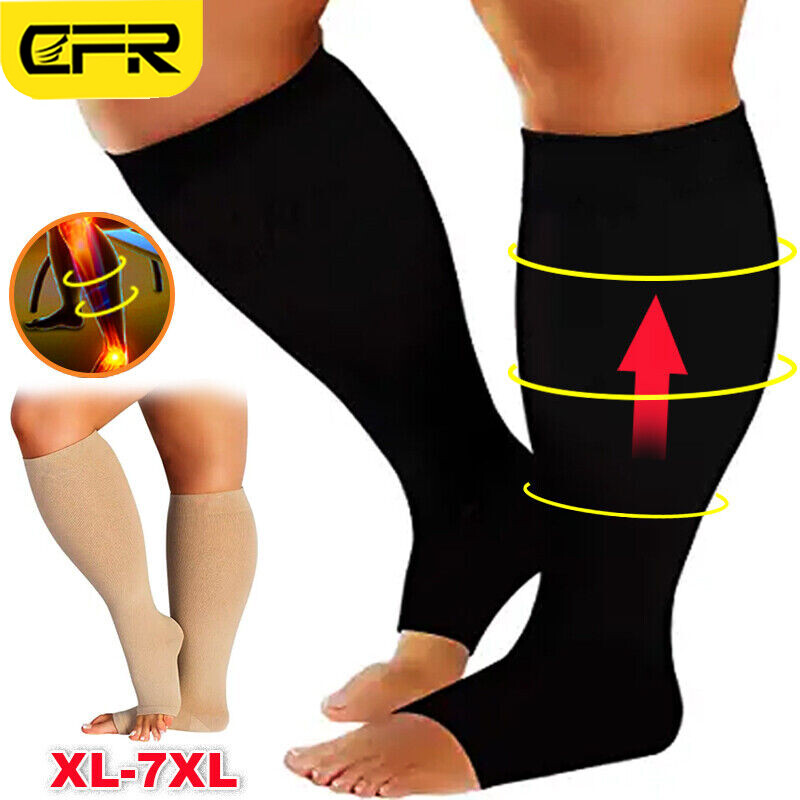 Pair Open Toe Medical Compression Socks Plus Size XL-7XL 20-30mmHg ...