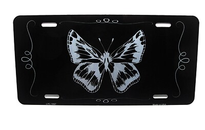 BUTTERFLY BLACK BRUSHED METAL CAR NOVELTY LICENSE PLATE ANIMAL LOVE ...