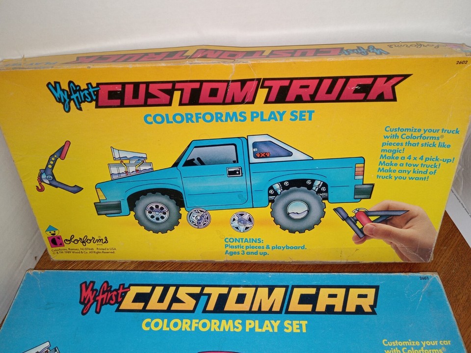 2 1989 COLORFORMS MY FIRST CUSTOM TRUCK & MY FIRST CUSTOM CAR 2602 2601 ...