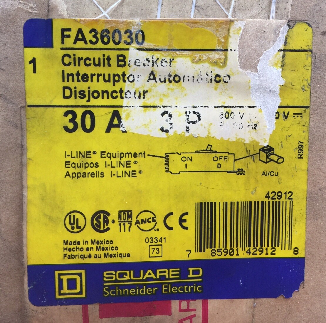 Square D FA36030 30A 600V Molded Case Circuit Breaker for sale online ...
