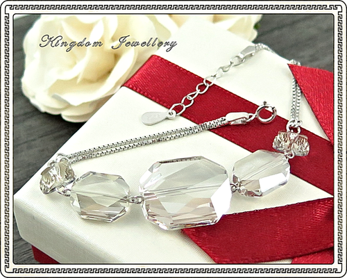 925 Sterling Silver Bracelet made with Silver Shadow Swarovski Crystals ...