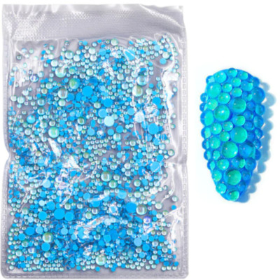 Glass Nail Mermaid Beads Aurora Nail Rhinestone Mermaid Tears Blue ...