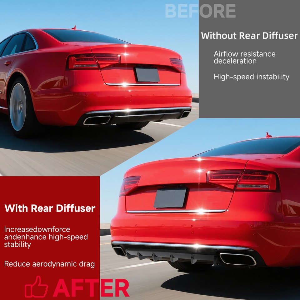 For Mercedes Benz SLK R170 Black Rear Bumper Diffuser Spoiler Splitter ...