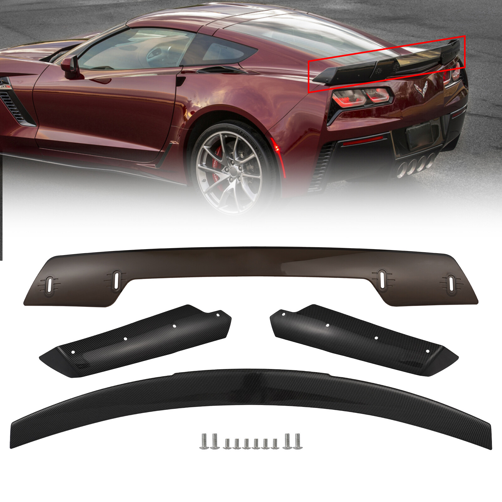 Z06 Stage 3 Rear Trunk Lip Wing Spoiler For 14-19 Corvette C7 Carbon ...
