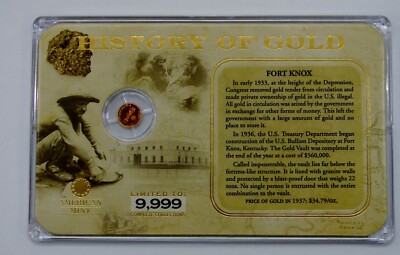 History of Gold 1/2 Gram 14k Miniature Gold Coin - Fort Knox - w/ Case ...