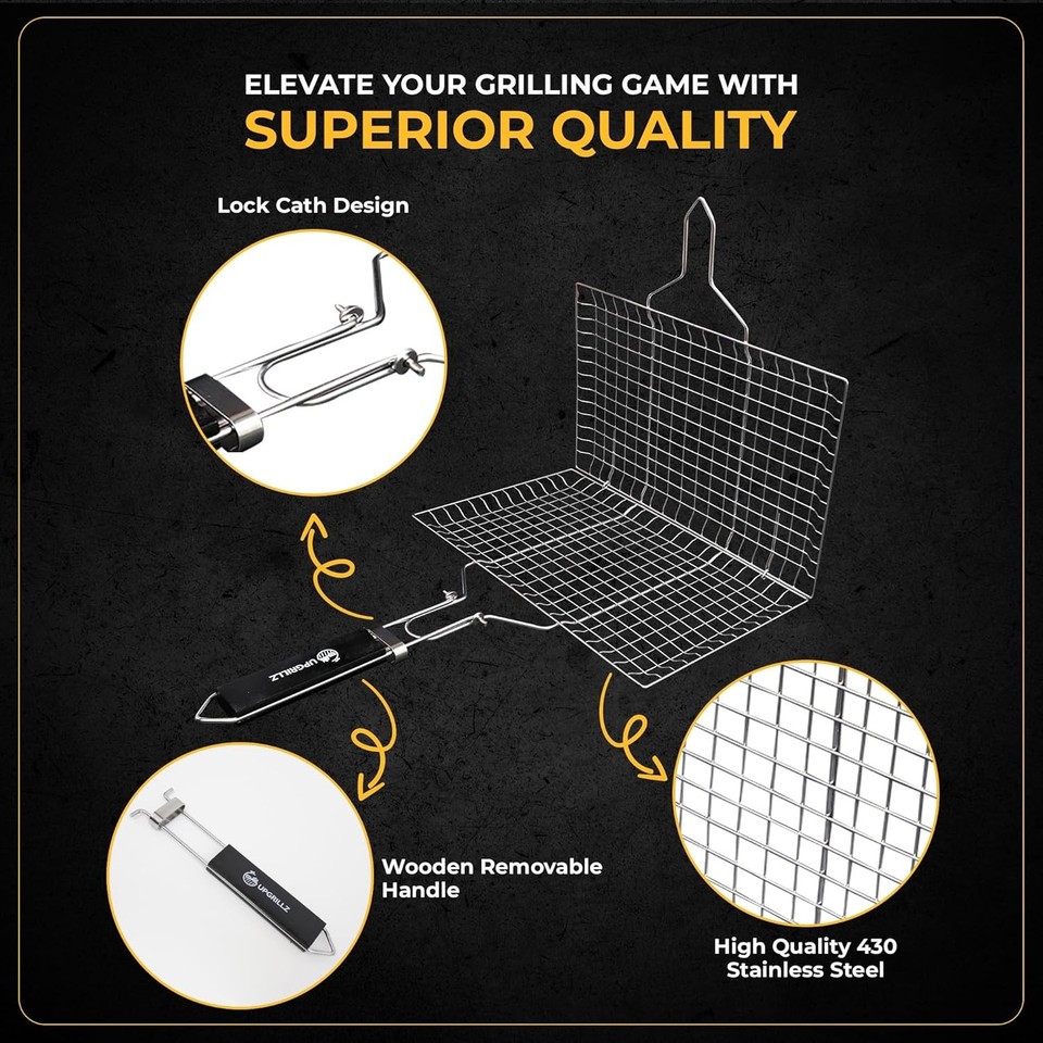 Fish Grill Baskets for Outdoor Grill Vegetables, Fish Grilling rack for ...