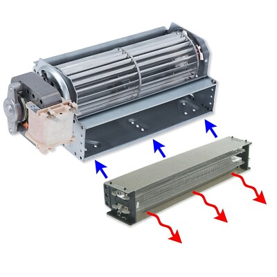 180mm LEFT HAND TANGENTIAL BLOWER FAN WITH 2kW WARMING HEATING ELEMENT ...