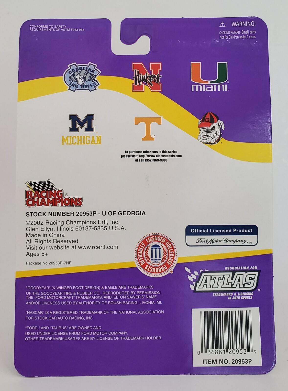 GEORGIA BULLDOGS 1/64 #98 NASCAR DIECAST REPLICA RACED AT ATLANTA 2001 ...