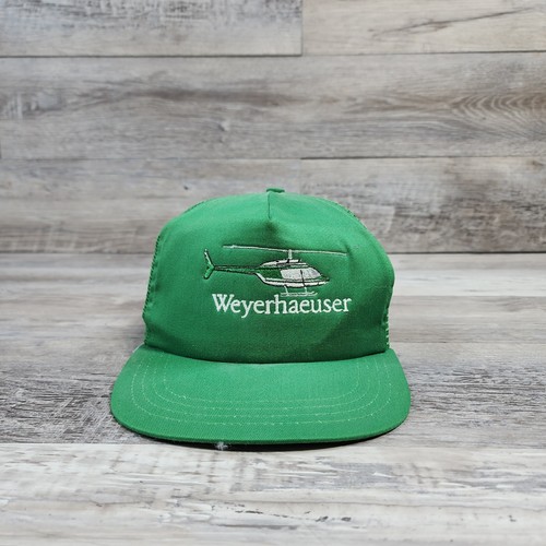 VINTAGE Weyerhaeuser Helicopter Logo Cap Hat Adult Mens Adjustable ...