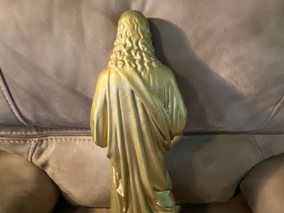 Vtg Sacred Heart Jesus Christ Statue Figure Ceramic Chalk 22" Religious ...