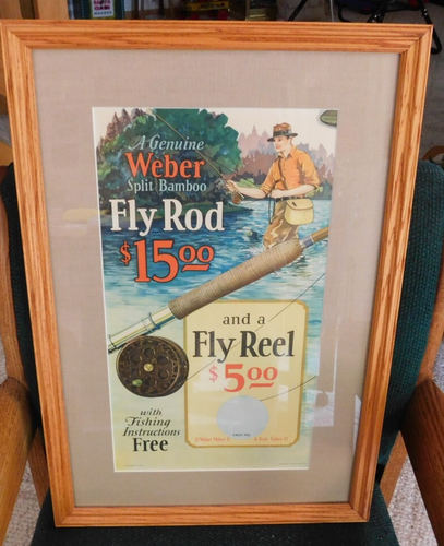 Rare Weber Fishing Fly Rod & Reel Advertising Litho. Color Advertising ...