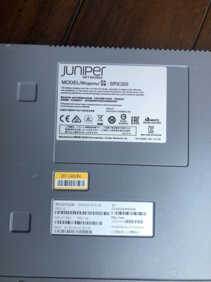 Juniper SRX320 Enterprise Firewall With Power Cord | eBay