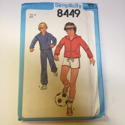 Simplicity 8449 Size 10 Boys Unlined Jacket with or without Hood Pants ...