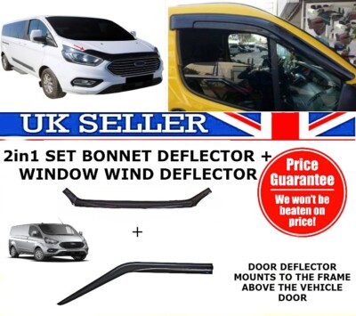 Ford Transit Custom 2018 + Wind Rain deflectors & Bonnet Deflector ...