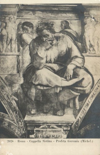 VINTAGE REAL PHOTO MICHELANGELO - PROPHET JEREMIAH in SISTINE CHAPEL ...