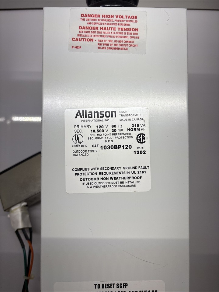 Allanson Neon Transformer Made In Canada CAT 103BP120 | eBay