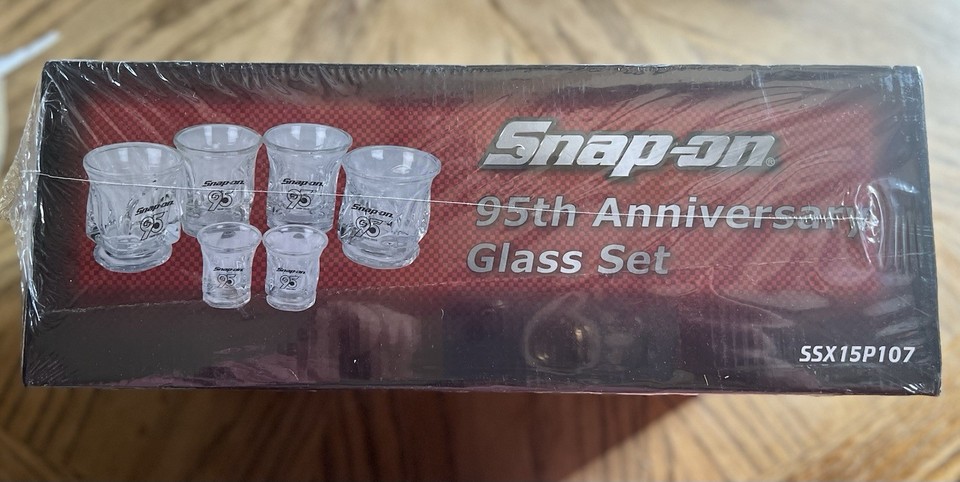 Snap On 95th Anniversary Glass set New & Sealed in Original Box | eBay