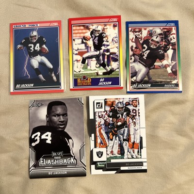 BO JACKSON 5 CARD FOOTBALL LOT VINTAGE CARDS 1990 Score Leaf Donruss ...