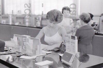 1960s Ron Vogel Negative-sexy pinup girl Pat Clausen in bank-Hollywood ...