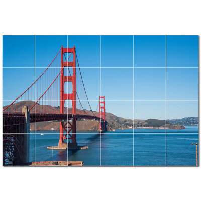 Bridge Ceramic Tile Wall Mural PT500254. 72" W x 48" H (24) 12x12 tiles ...