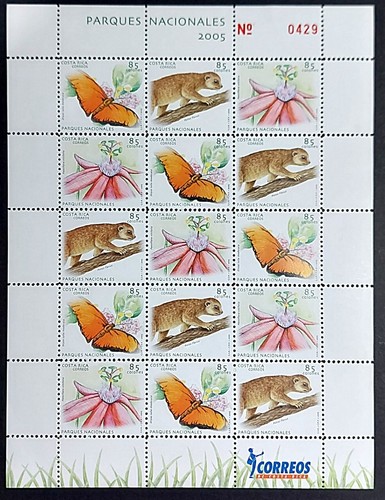 Costa Rica Stamps Parques Nacionales Flora y Fauna MNH Minisheet 2005 ...
