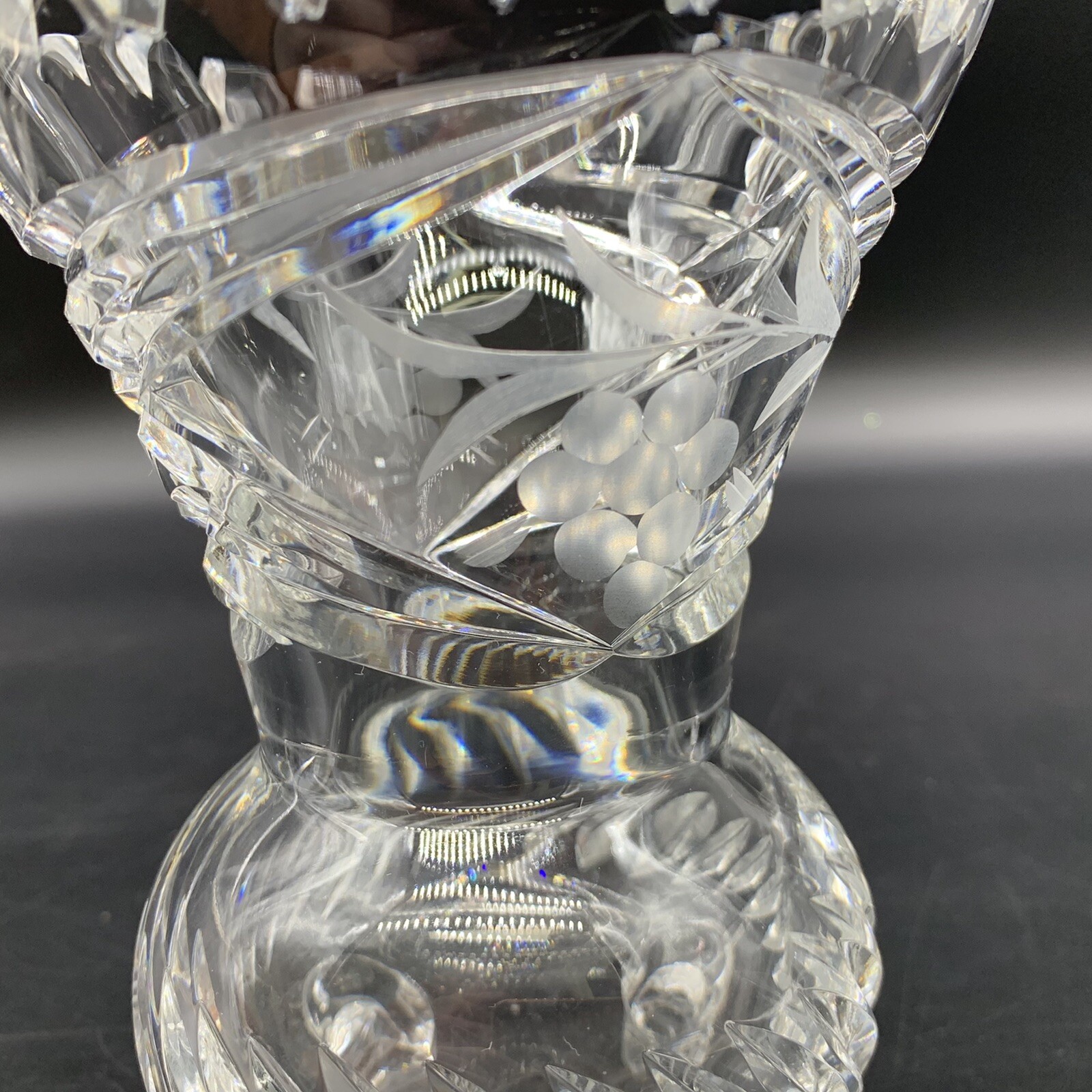 Sawtooth Wide Mouth Crystal Cut 6" Vase w/ Footed Scrolled Base ...