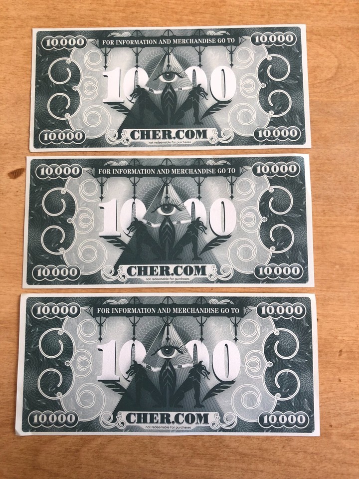 Cher - United Fans of Cher - Promotional 10,000 Cher Dollars (Set of 3 ...