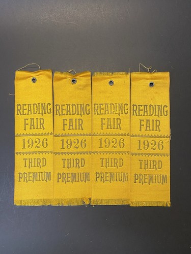 Vintage 1926 Reading PA Fair 3rd Premium Place Prize Yellow Ribbon ...