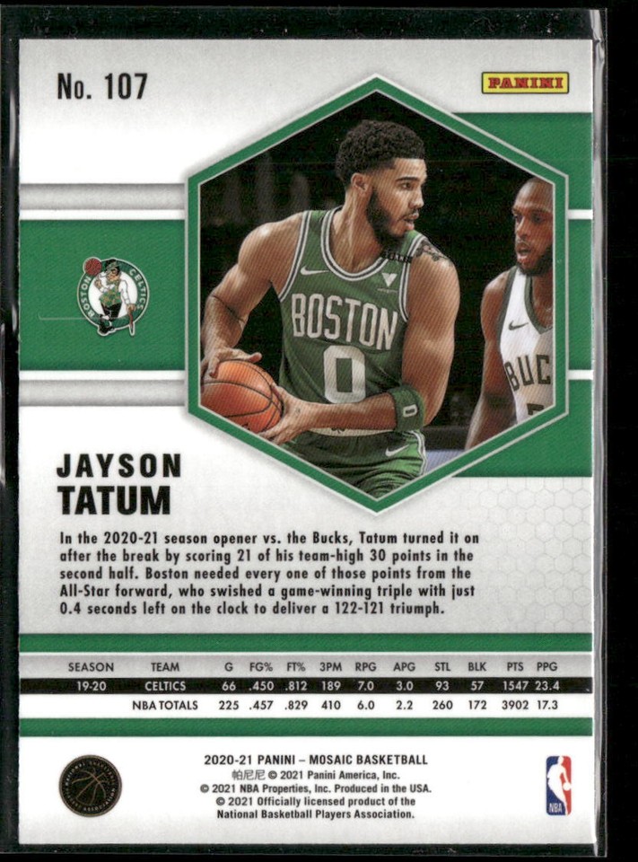2020-21 Panini Mosaic Jayson Tatum | eBay
