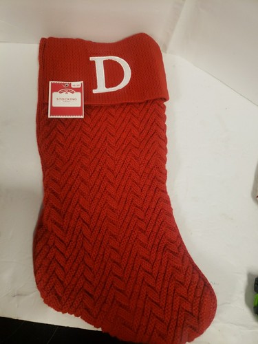 NWT Holiday Time 17" Red Knit Monogram Christmas Stocking, Letter "D ...